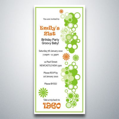 60s Theme – Birthday Invitation – Magnet Invitations